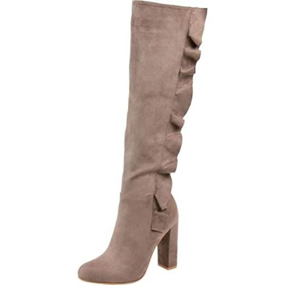 Brinley Co | Shoes | Brinley Co Womens Kneehigh Ruffle Boot Taupe Extra ...
